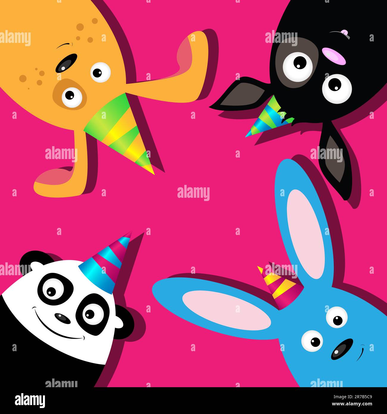 Vector greeting card with dogs, rabbit and panda Stock Vector Image ...