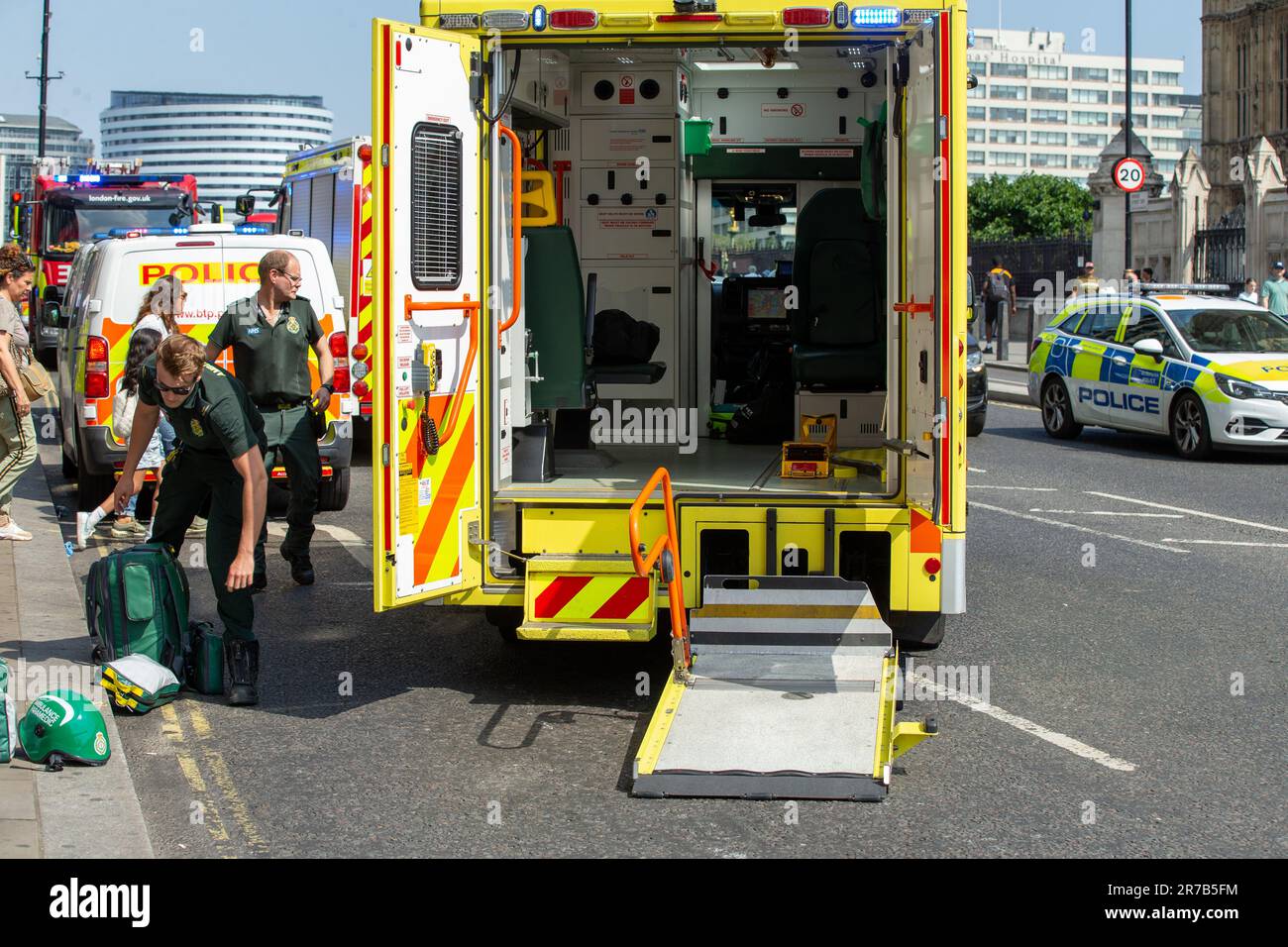London, UK, 14th,June 2023,An incident has occurred at Westminster ...