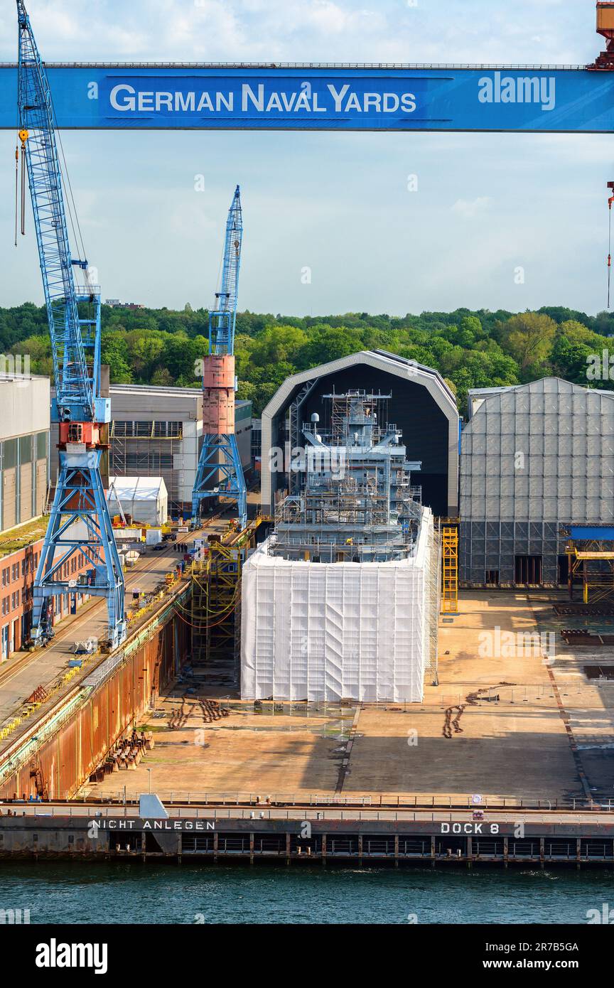 A German Navy Berlin class warship undergoing a major refit at the ...