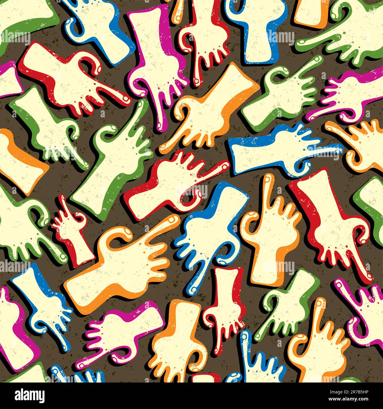 Finger pointing hands seamless pattern. Drawn pointers background. With ...