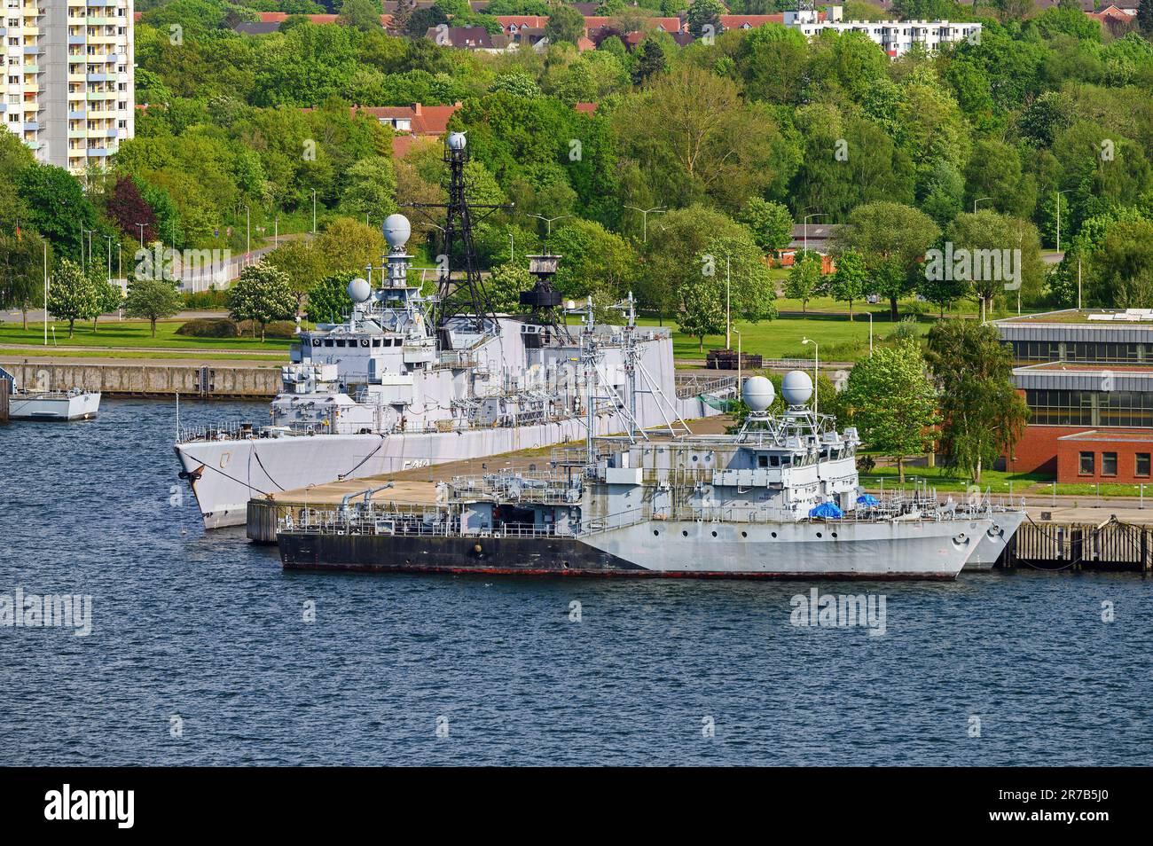 Decommissioned German Navy warships awaiting disposal at the naval base ...