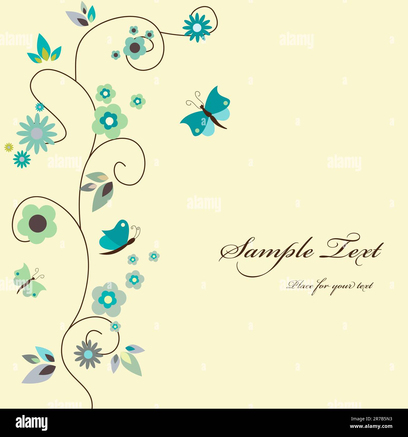 Vector blue floral greeting card Stock Vector Image & Art - Alamy