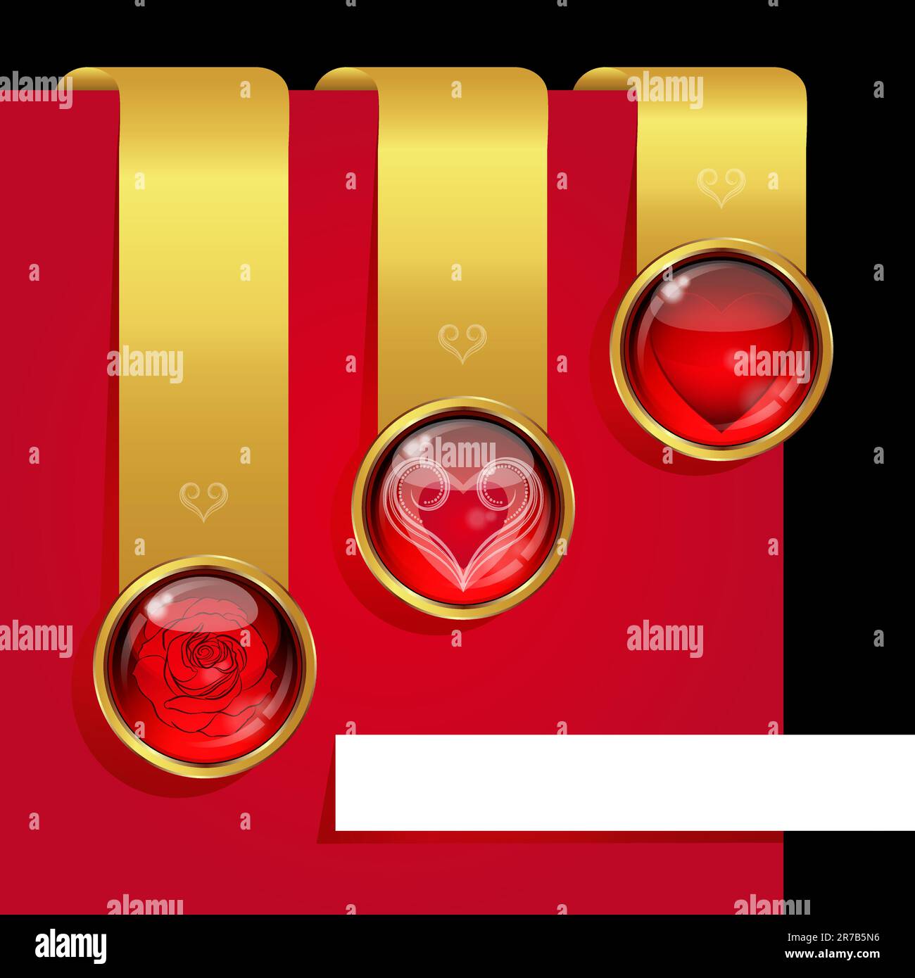 Set of ribbons with elements of love symbolism. Vector illustration ...