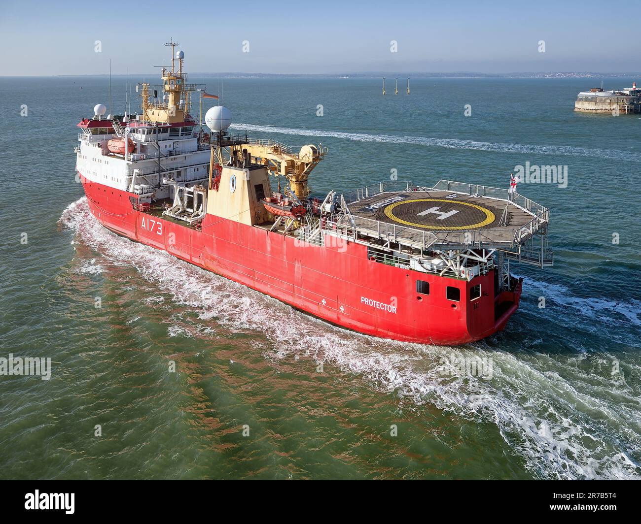 The Royal Navy Antarctic ice patrol ship HMS Protector (A173 Stock ...