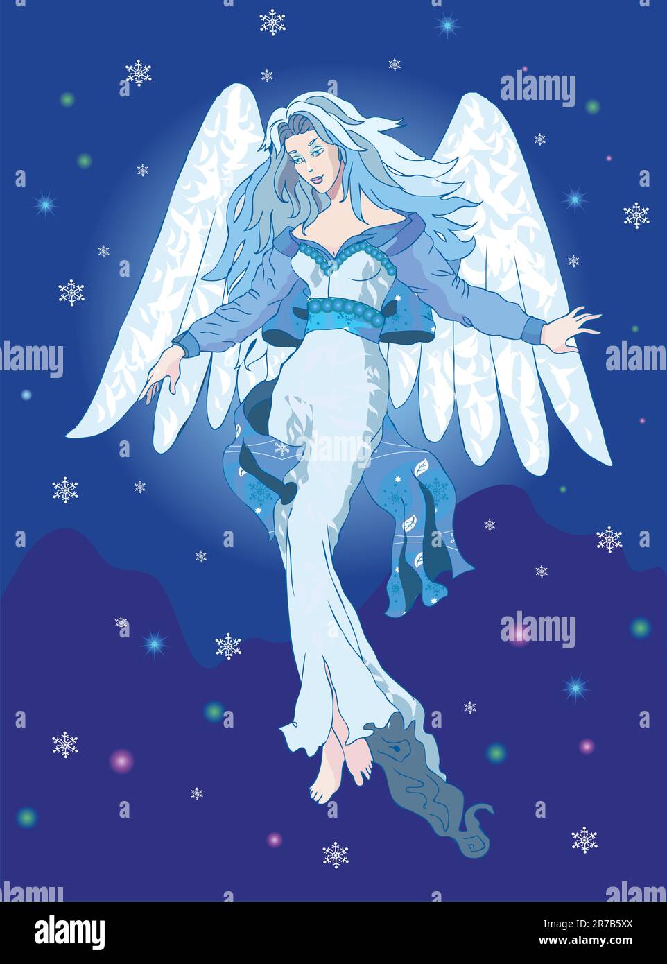 Illustration angel in night Stock Vector Images - Alamy