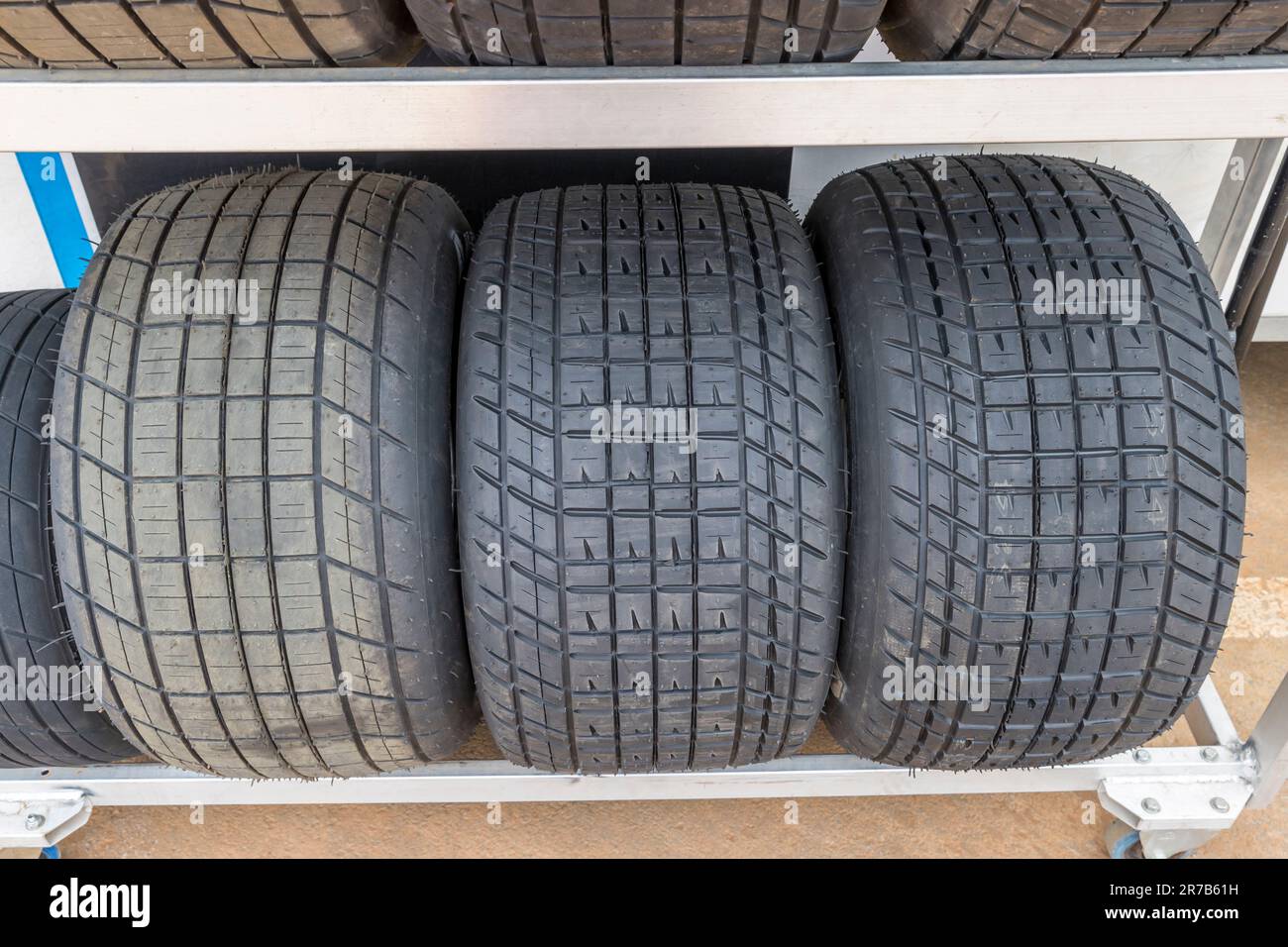 Photograph of the tread and pattern on large rubber speedway race car ...