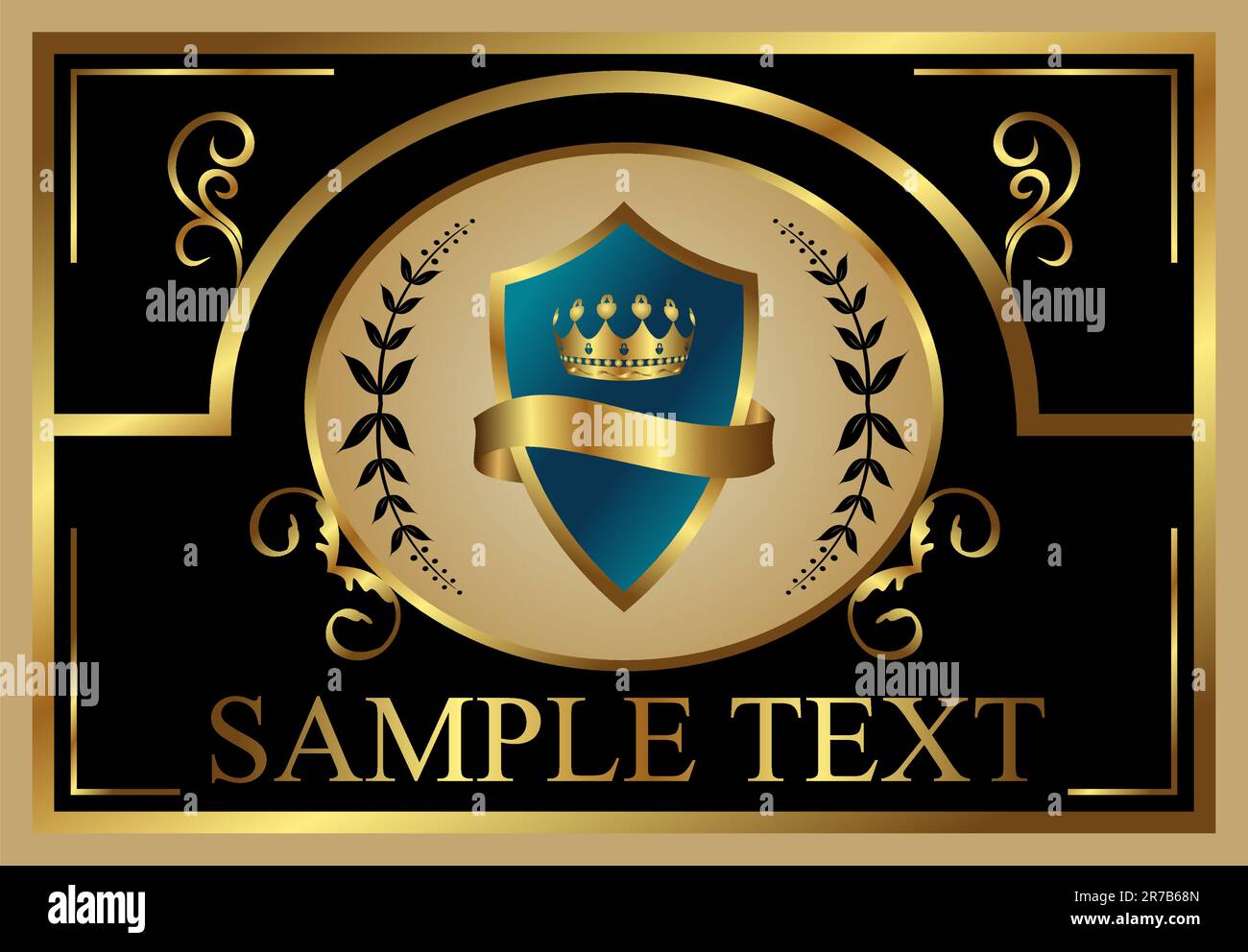 Golden retro label with shield and crown for design packing - vector ...