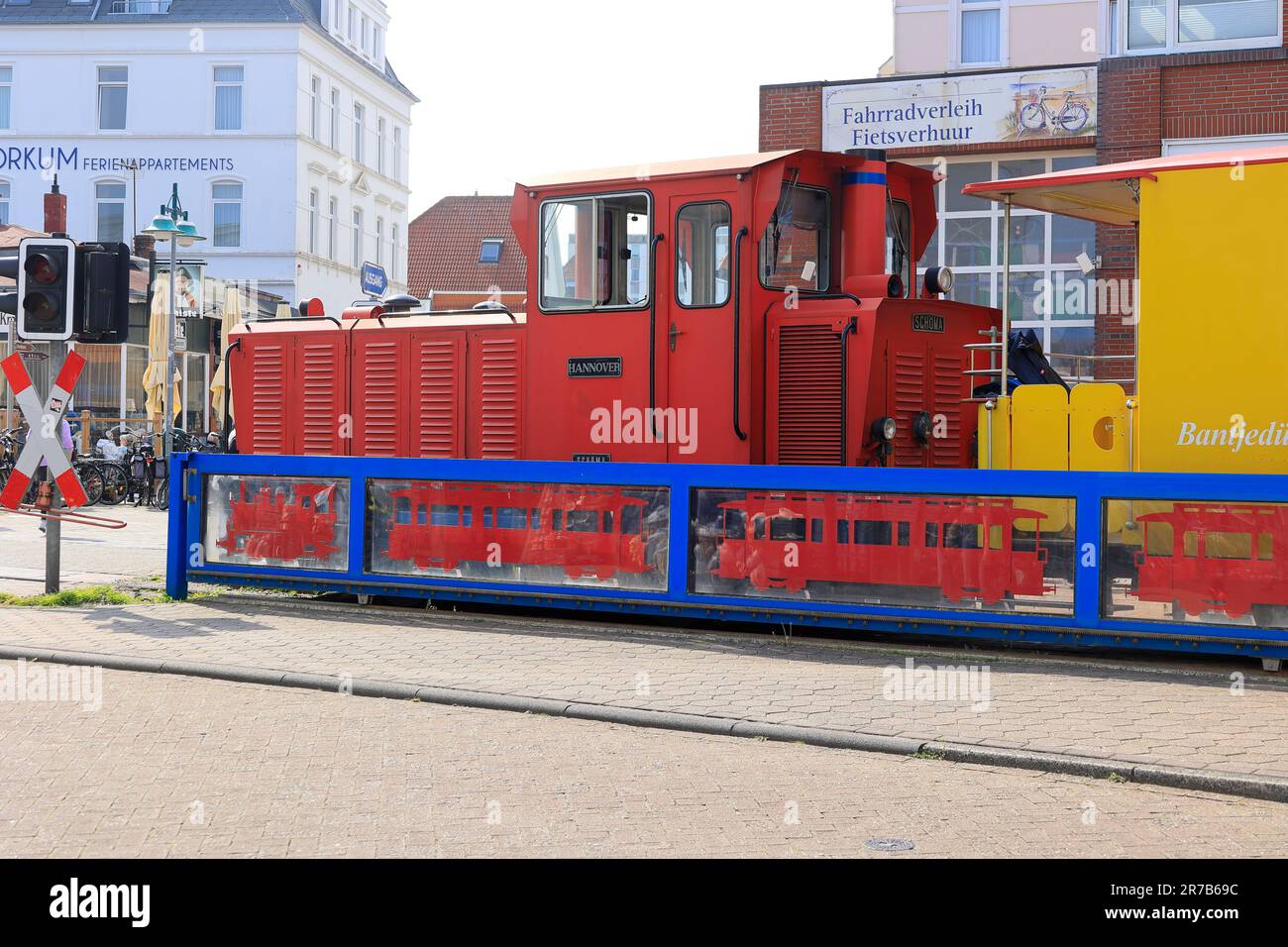 Small railway locomotive in the station on the island of Borkum Stock ...