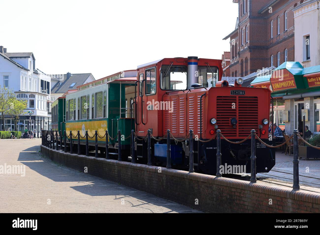 Small railway locomotive in the station on the island of Borkum Stock ...