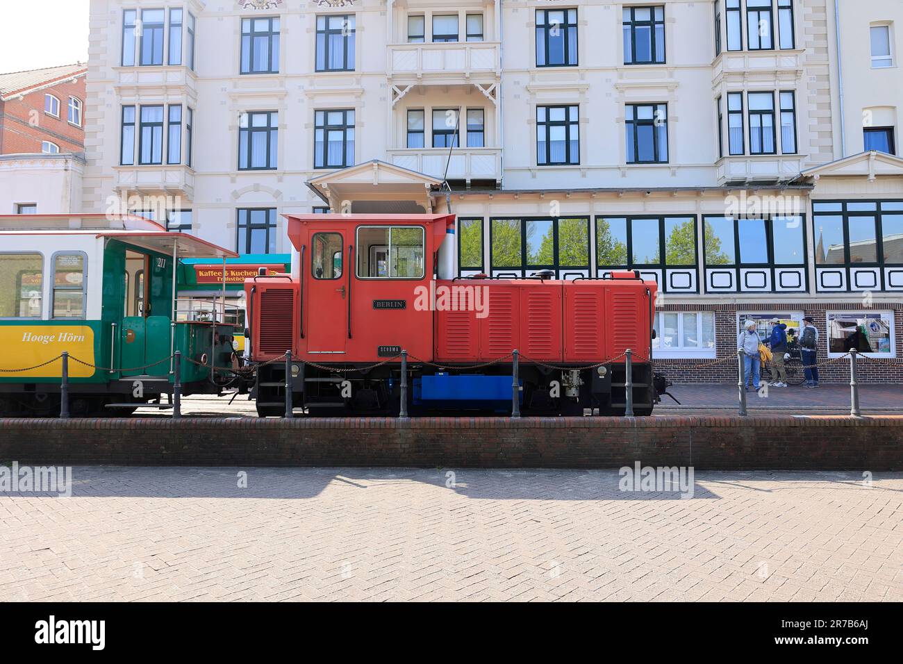 Small railway locomotive in the station on the island of Borkum Stock ...