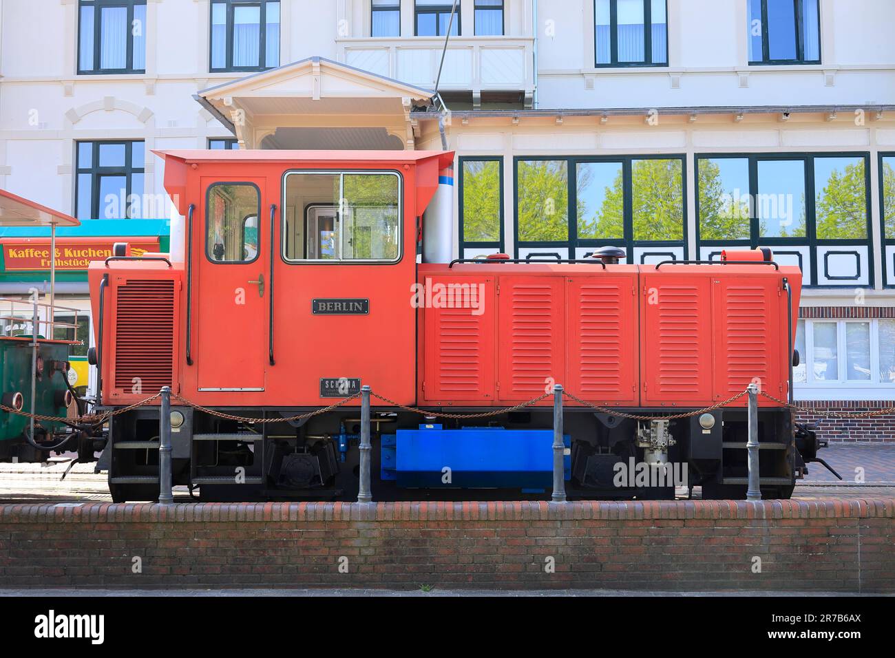 Small railway locomotive in the station on the island of Borkum Stock ...