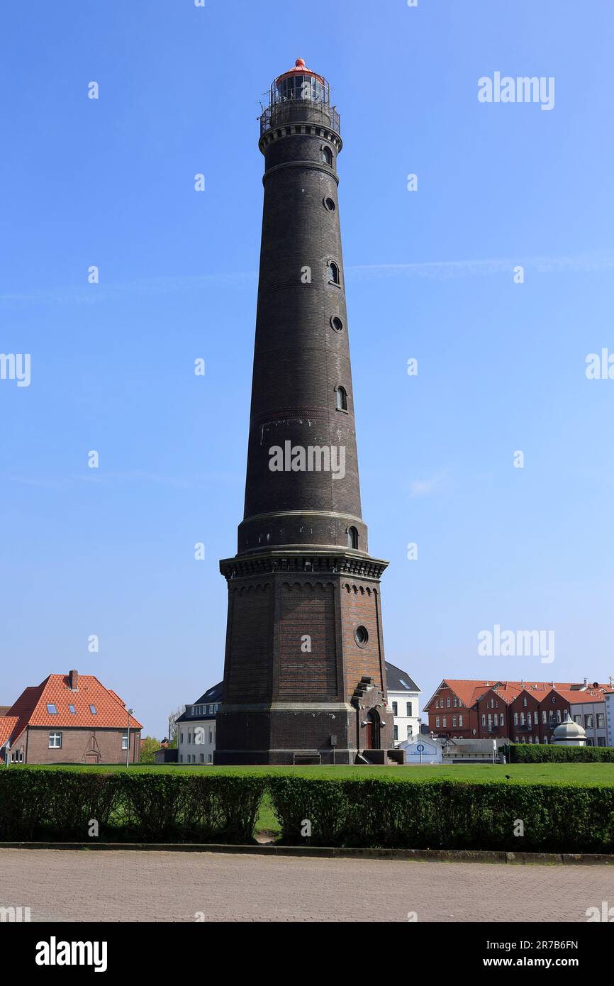 Lighthouse on the island of Borkum against a blue sky Stock Photo - Alamy