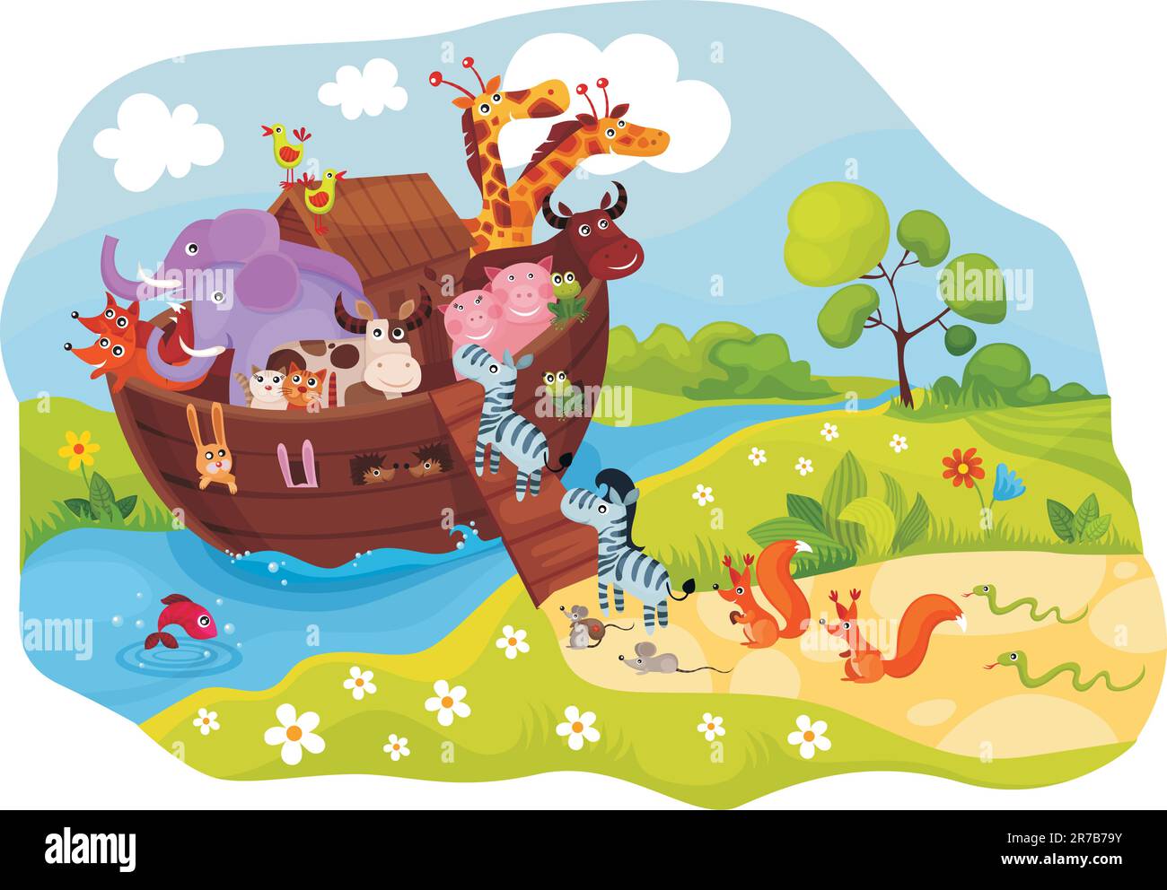 vector illustration of a Noah's Ark Stock Vector Image & Art - Alamy