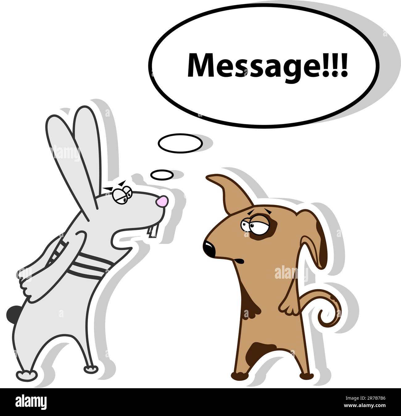 Vector picture with rabbit screaming to the dog Stock Vector Image ...
