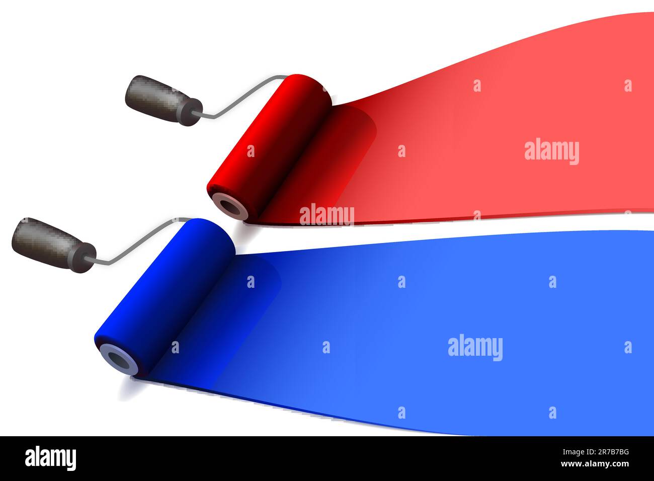 illustration of colorful paint rollers on white background Stock Vector ...