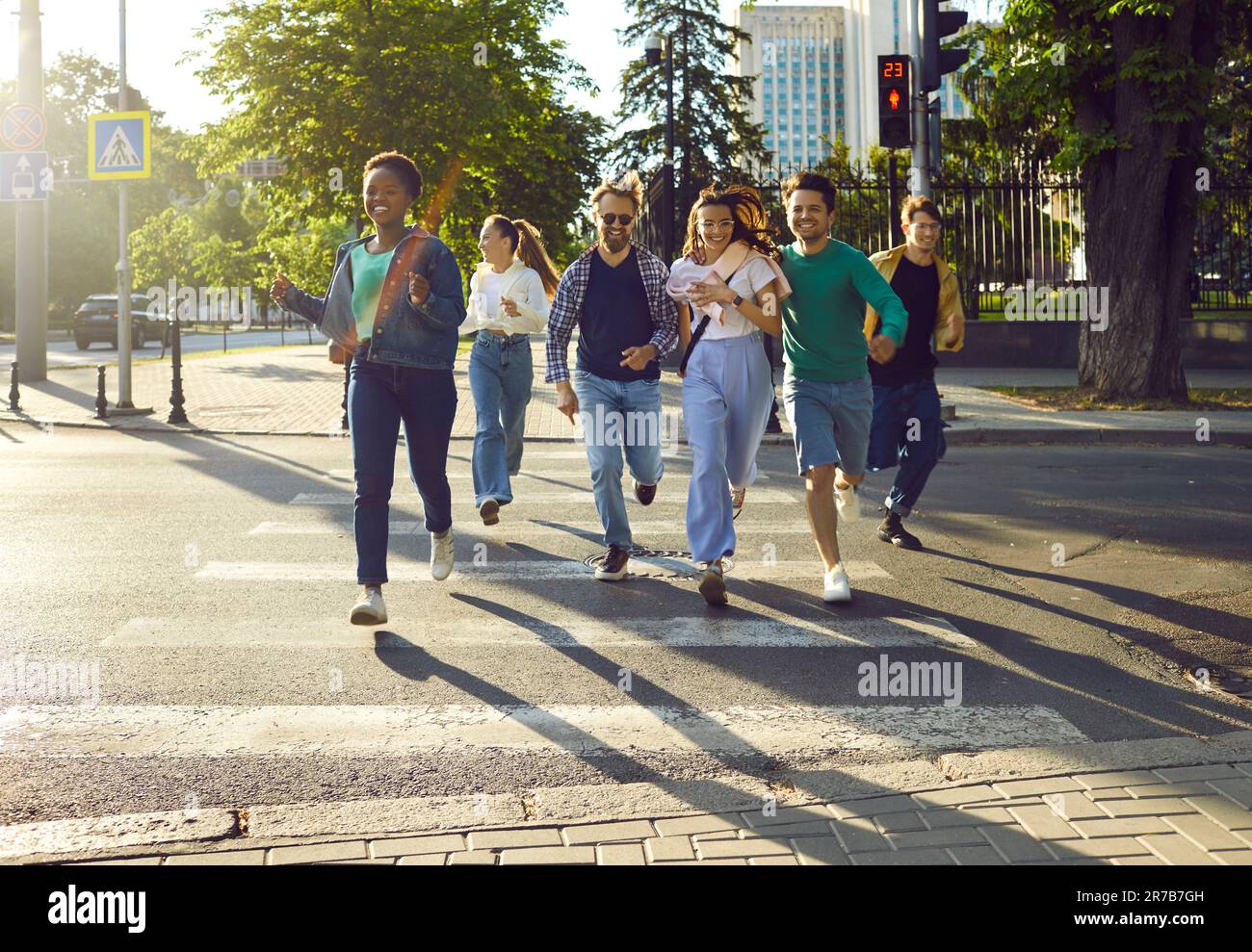 Company group running hi-res stock photography and images - Alamy