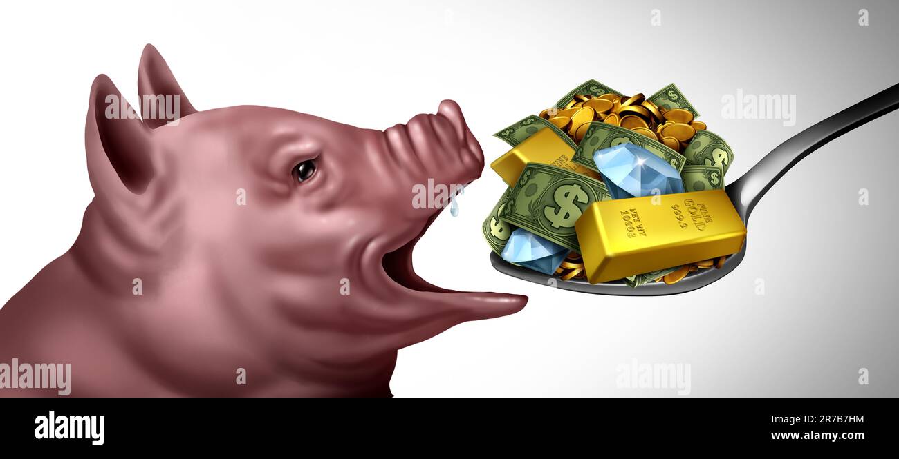 Greed Inflation or Greedflation as a selfish hungry Pig character as a ...