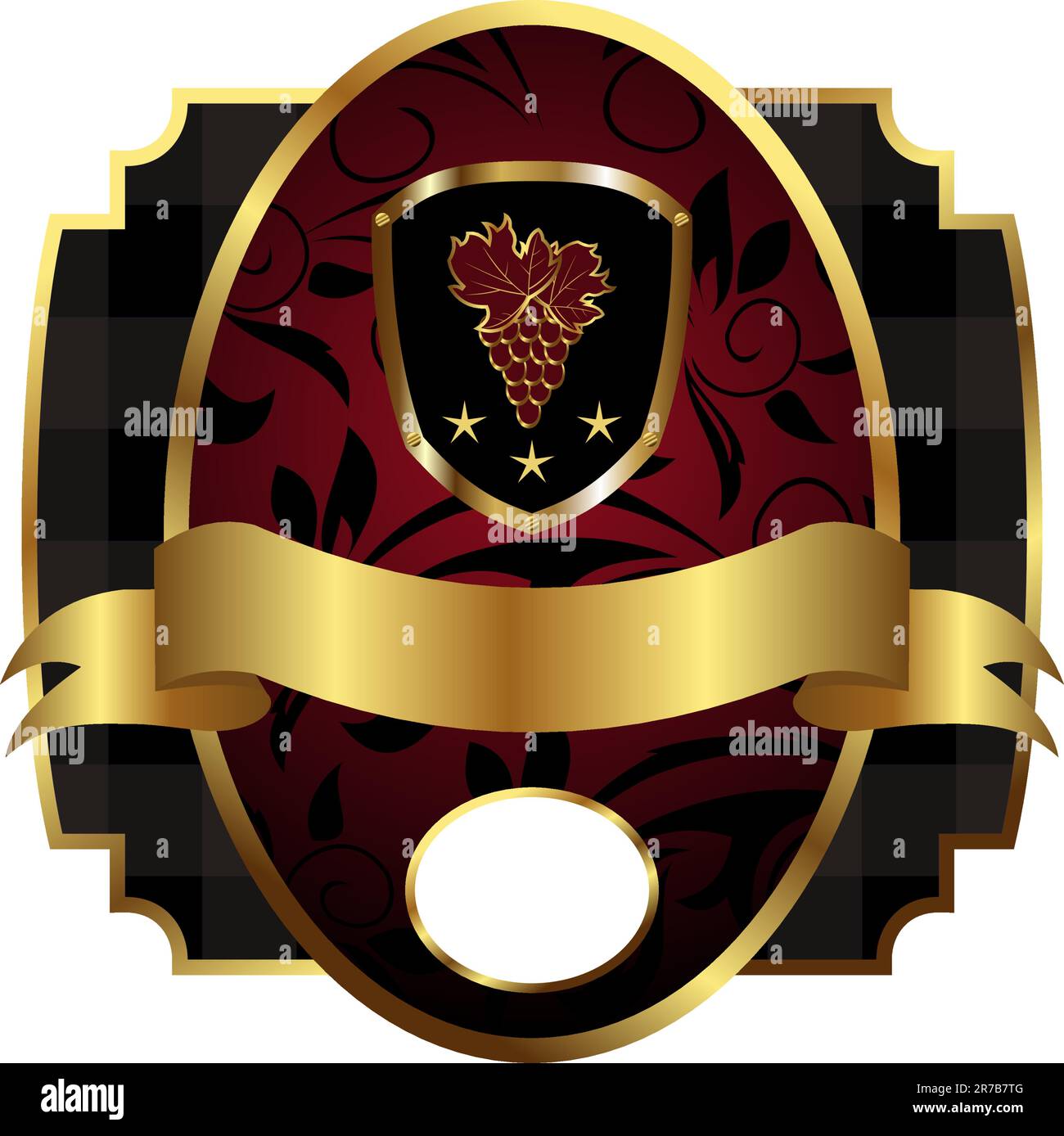 Illustration royal label with golden frame, shield, crown - vector ...