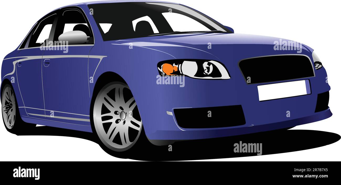 Blue car on the road. Colored Vector illustration for designers Stock ...