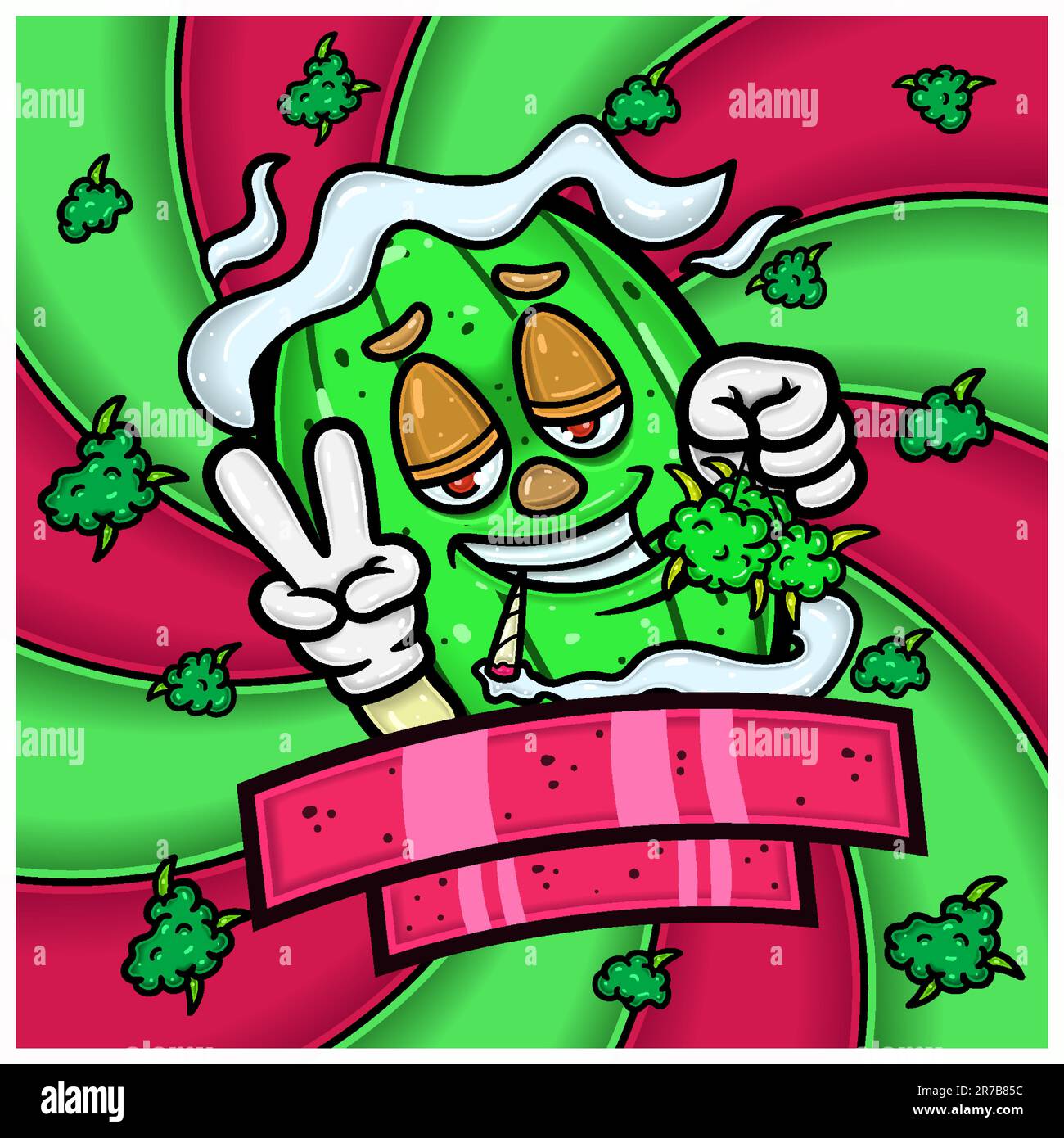 Weed Bud Packaging Design With Watermelon Flavor Mascot Character ...