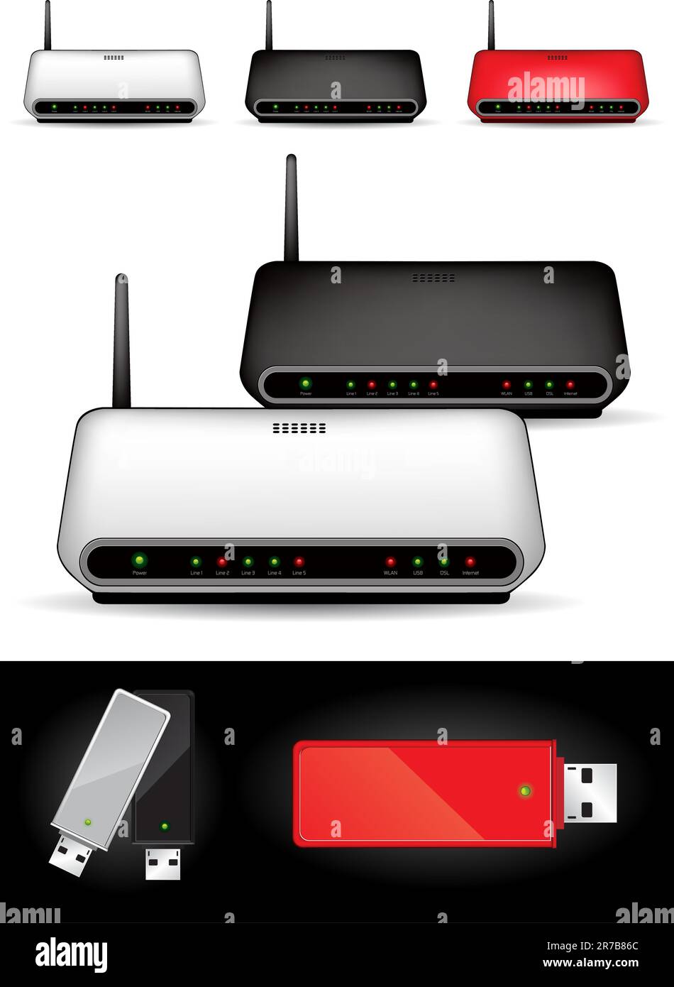 Various wireless modems - vector illustration Stock Vector Image & Art - Alamy