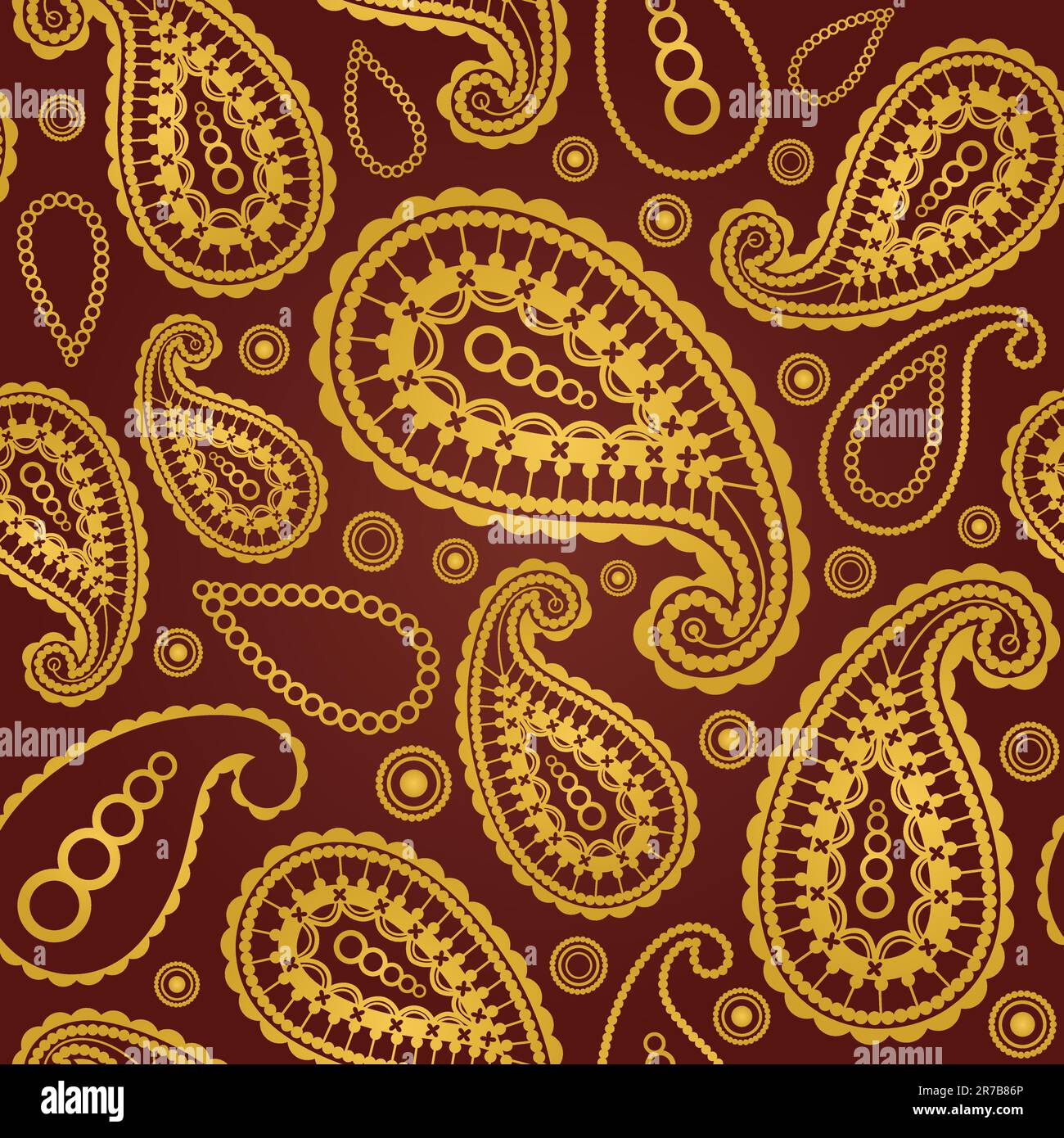Seamless gold and brown paisley pattern. This image is a vector ...