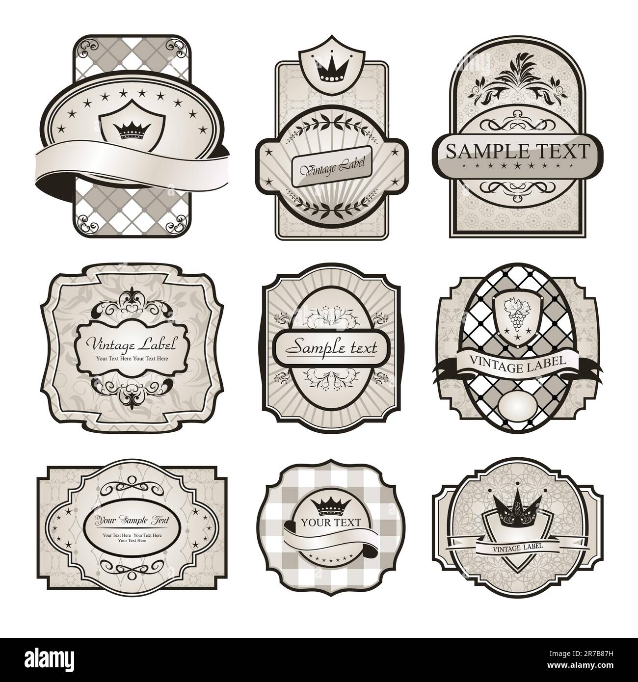 Illustration set retro variation vintage labels (6) - vector Stock ...