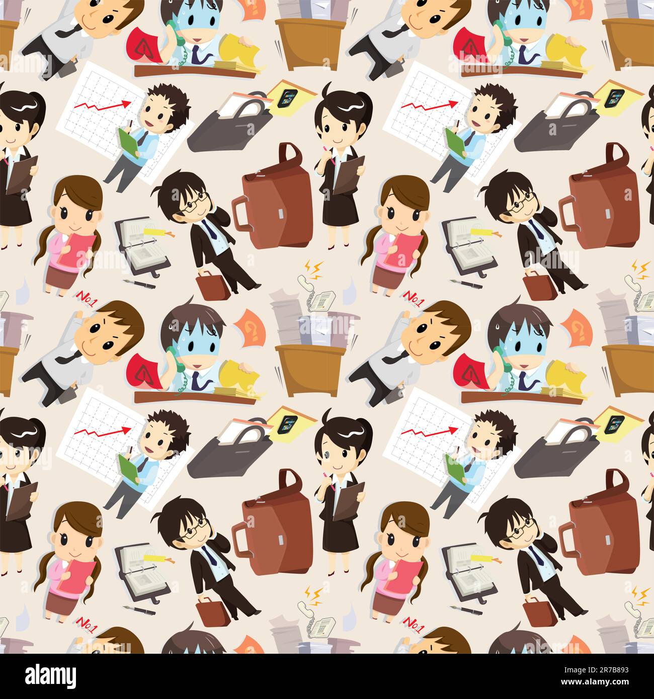 seamless cartoon office worker pattern Stock Vector Image & Art - Alamy