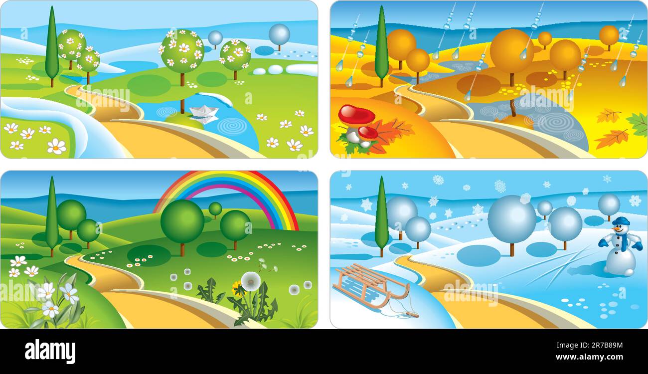 Set of four seasons banners. Vector Illustration (EPS v. 10 Stock ...