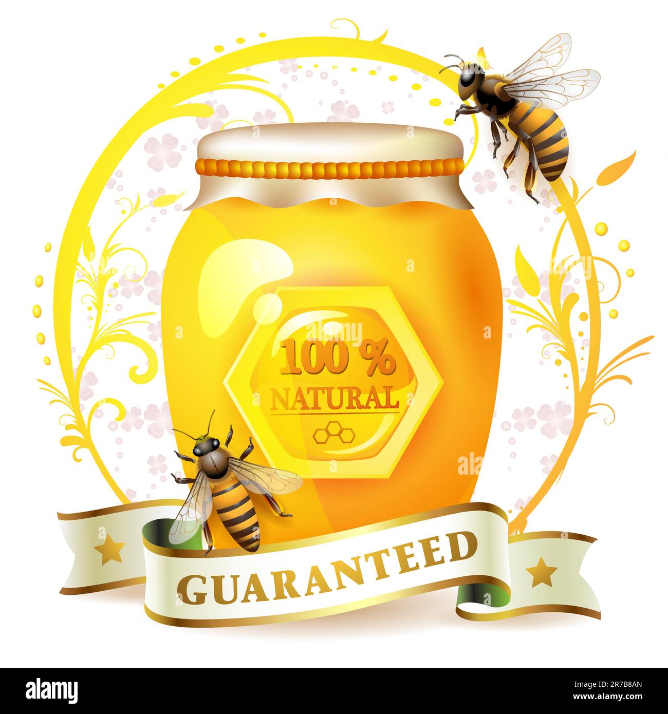 Honey bees on plant Stock Vector Images - Alamy