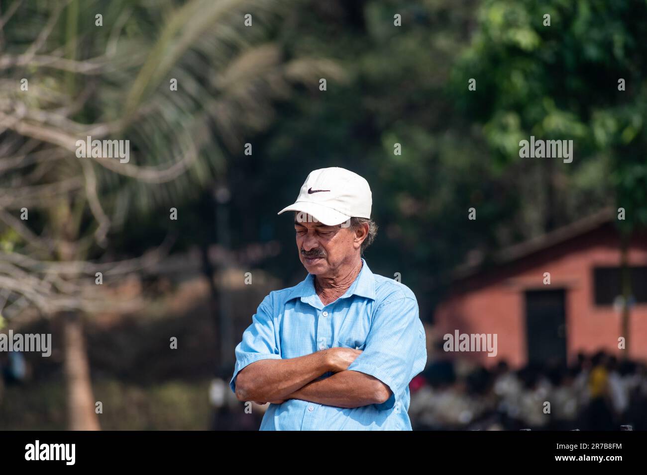 Old Goa, India - January 2023: Candid portrait of a middle aged Indian ...