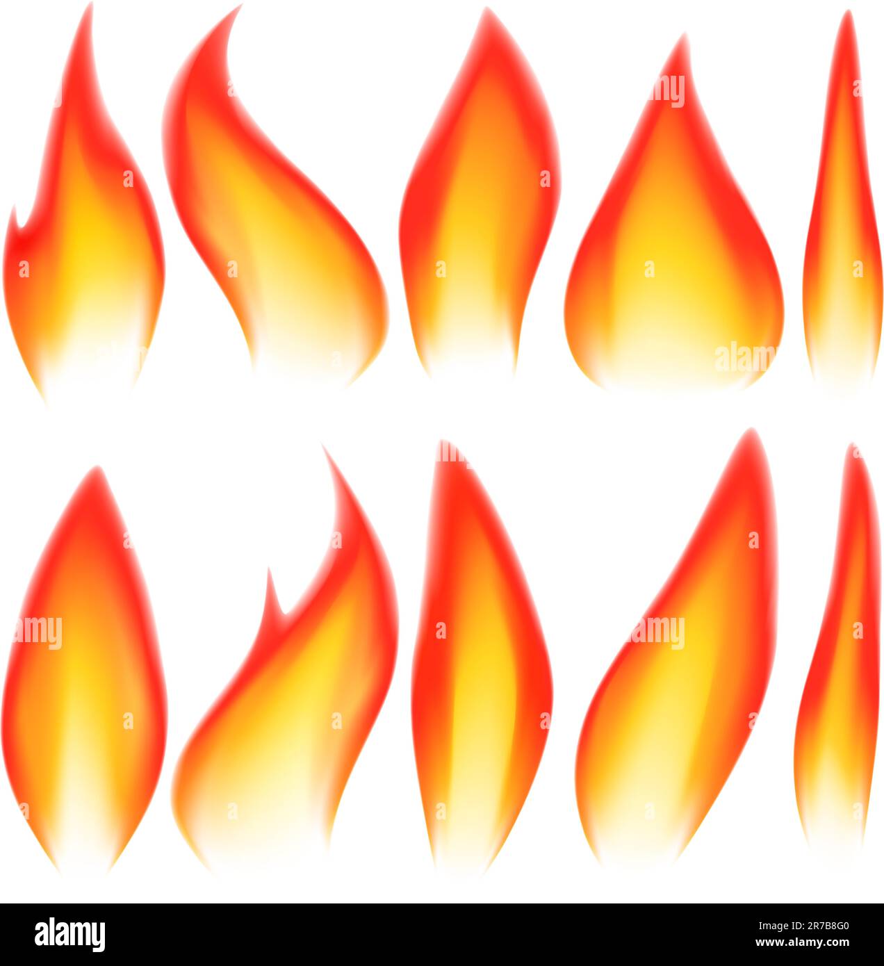 Collection of editable vector flame design elements made with gradient ...