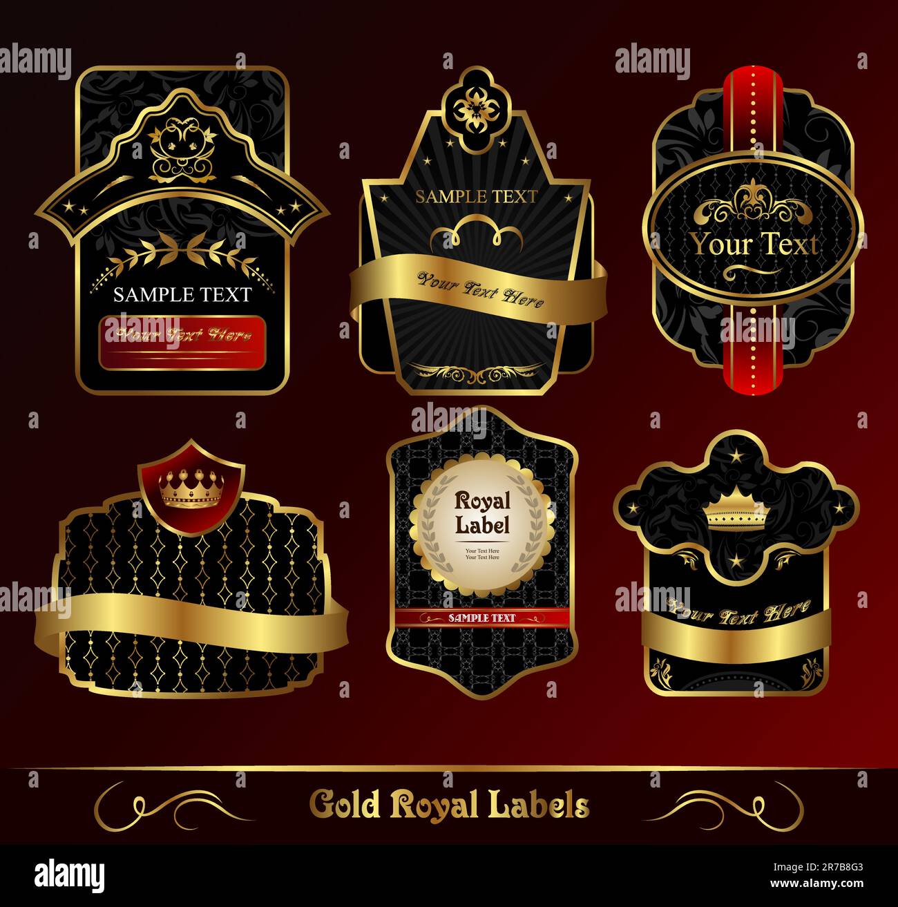 Illustration decorative dark gold frames labels - vector Stock Vector ...