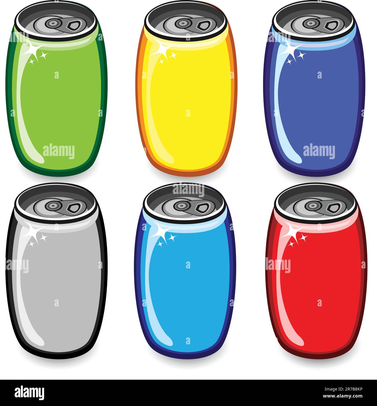 Colorful drink cans. Illustration on white background Stock Vector ...