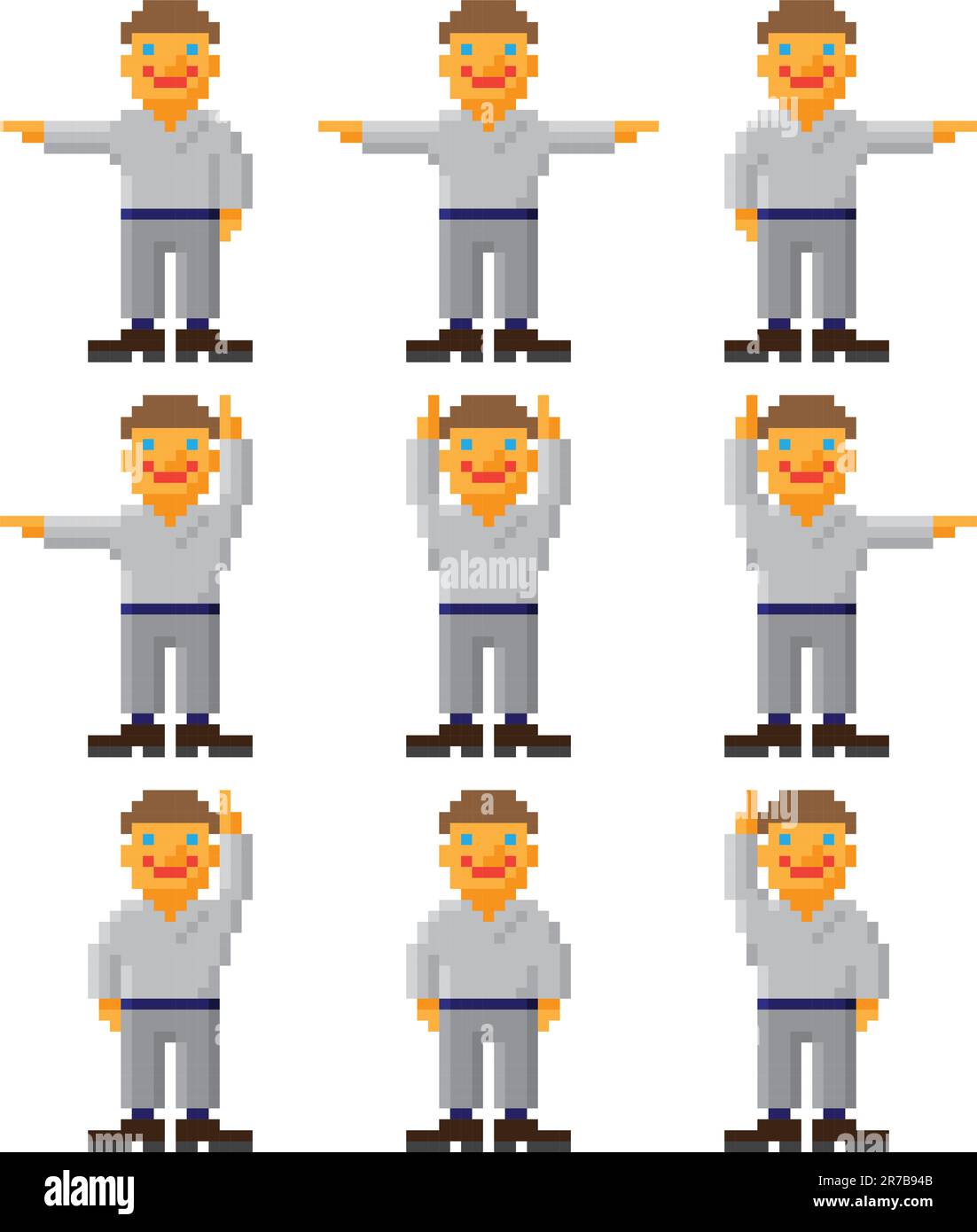 Vector pixel art - a set of gesticulating people on white Stock Vector ...