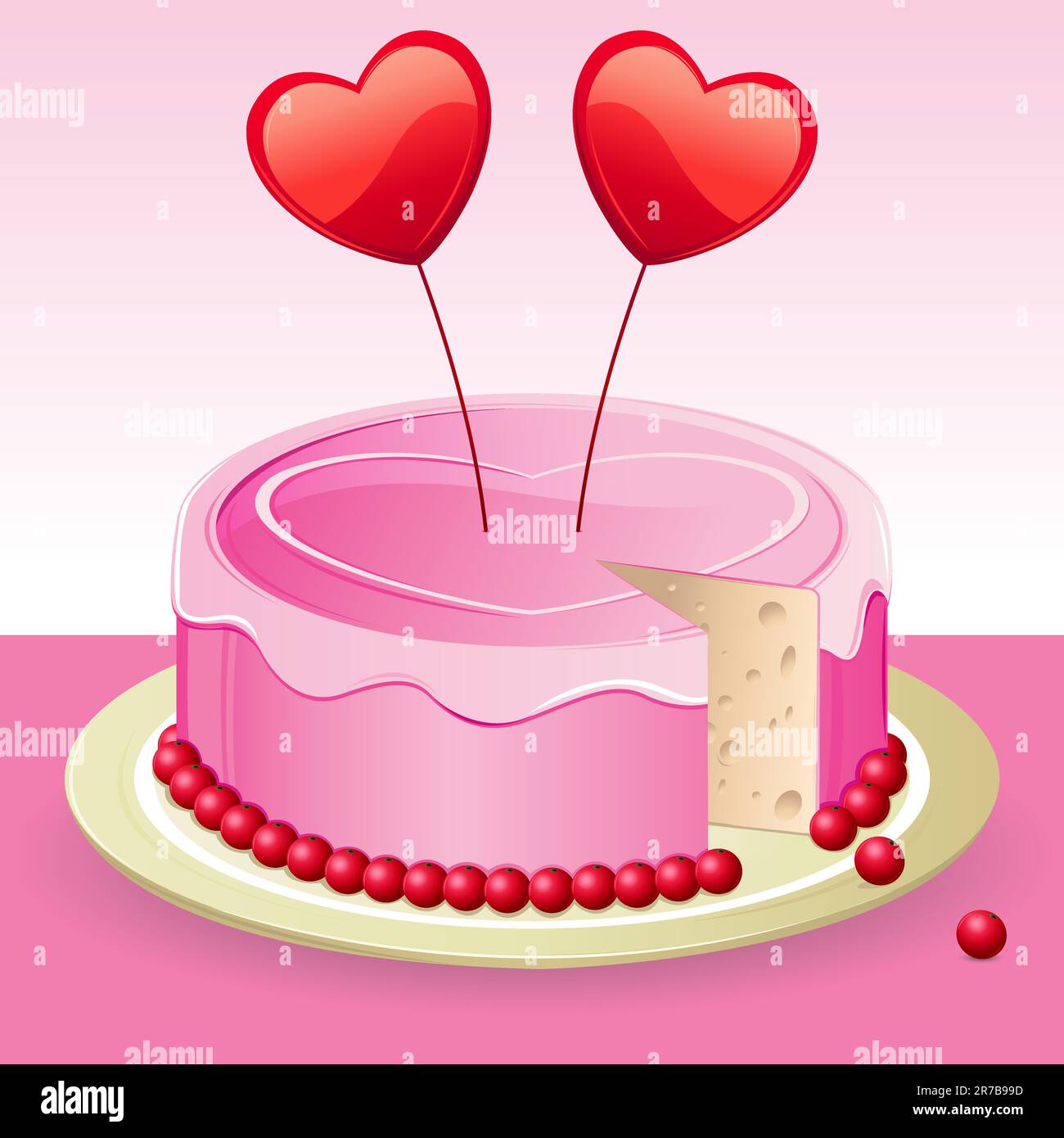 illustration of birthday cake with heart on abstract background Stock ...