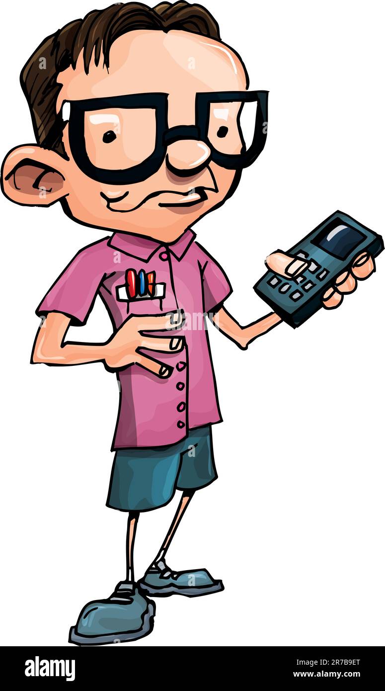 Cartoon nerd with glasses isolated on white Stock Vector Image & Art ...