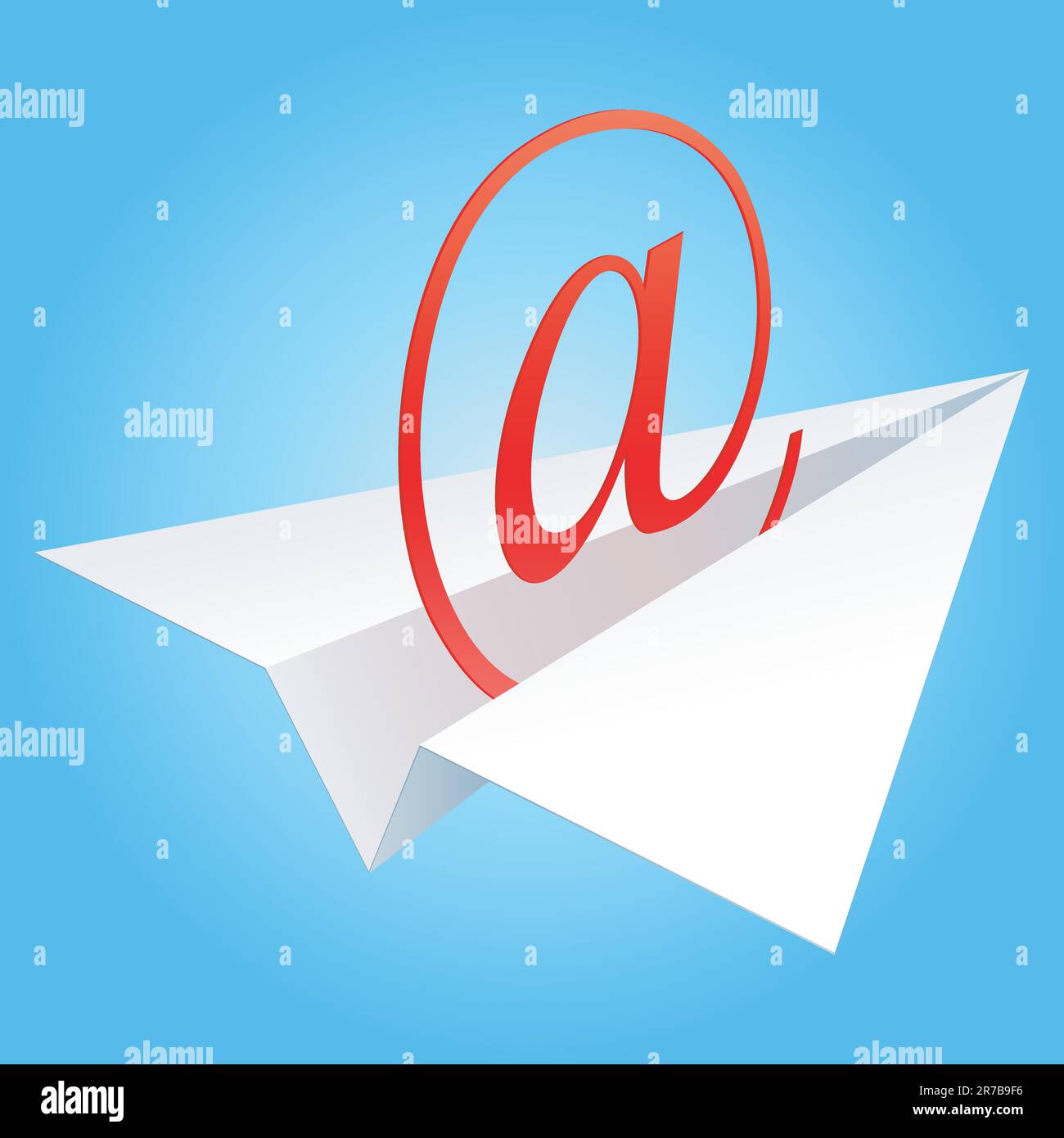 E-mail symbol flying on paper plane against the blue sky Stock Vector ...