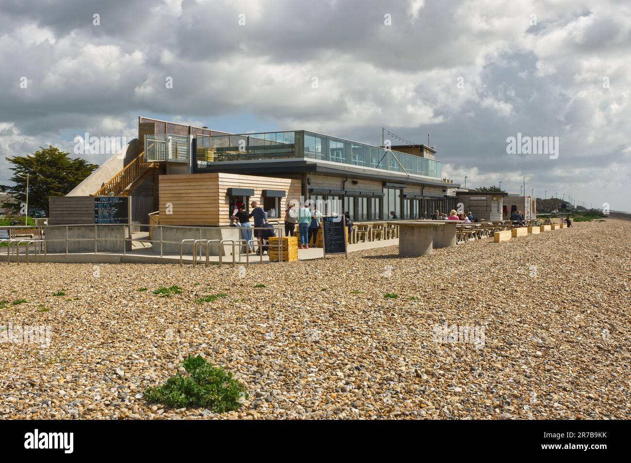 Cafe / restaurant on beach at Littlehampton in West Sussex, England ...