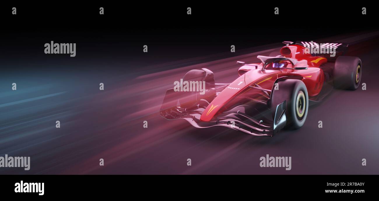 Formula one race cars on dark background without any branding - 3D ...