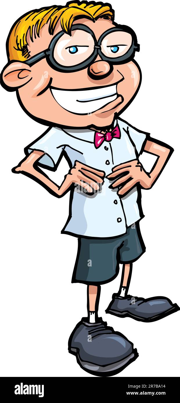 Cartoon nerd with glasses isolated on white Stock Vector Image & Art ...