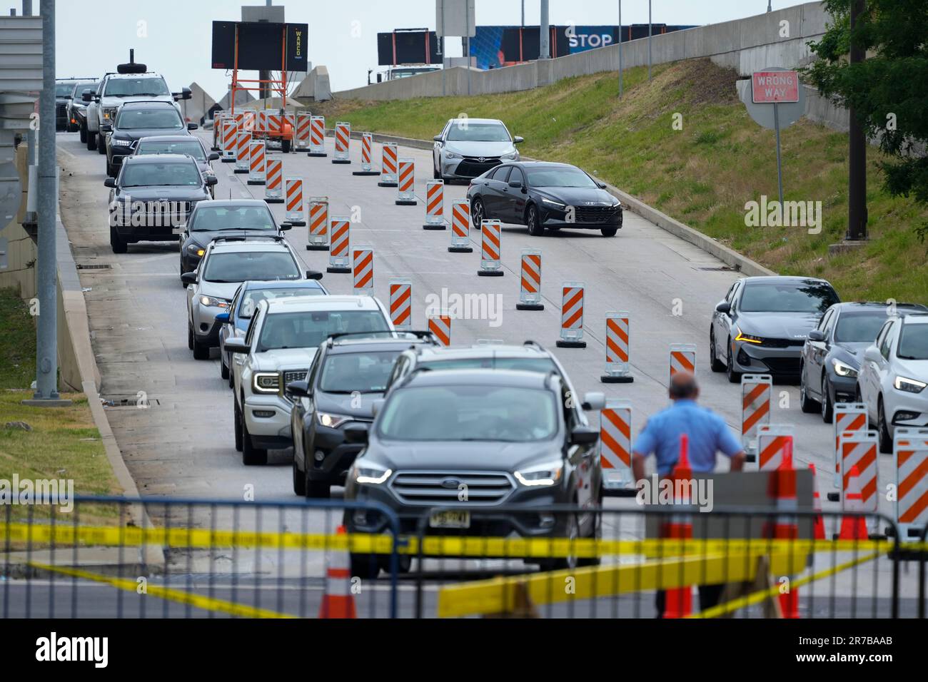 Traffic is diverted from a collapsed elevated section of Interstate 95 ...