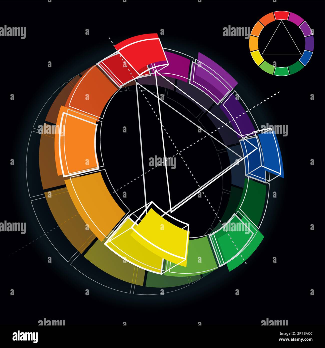 Three dimensional color wheel on black background. Vector Illustration ...