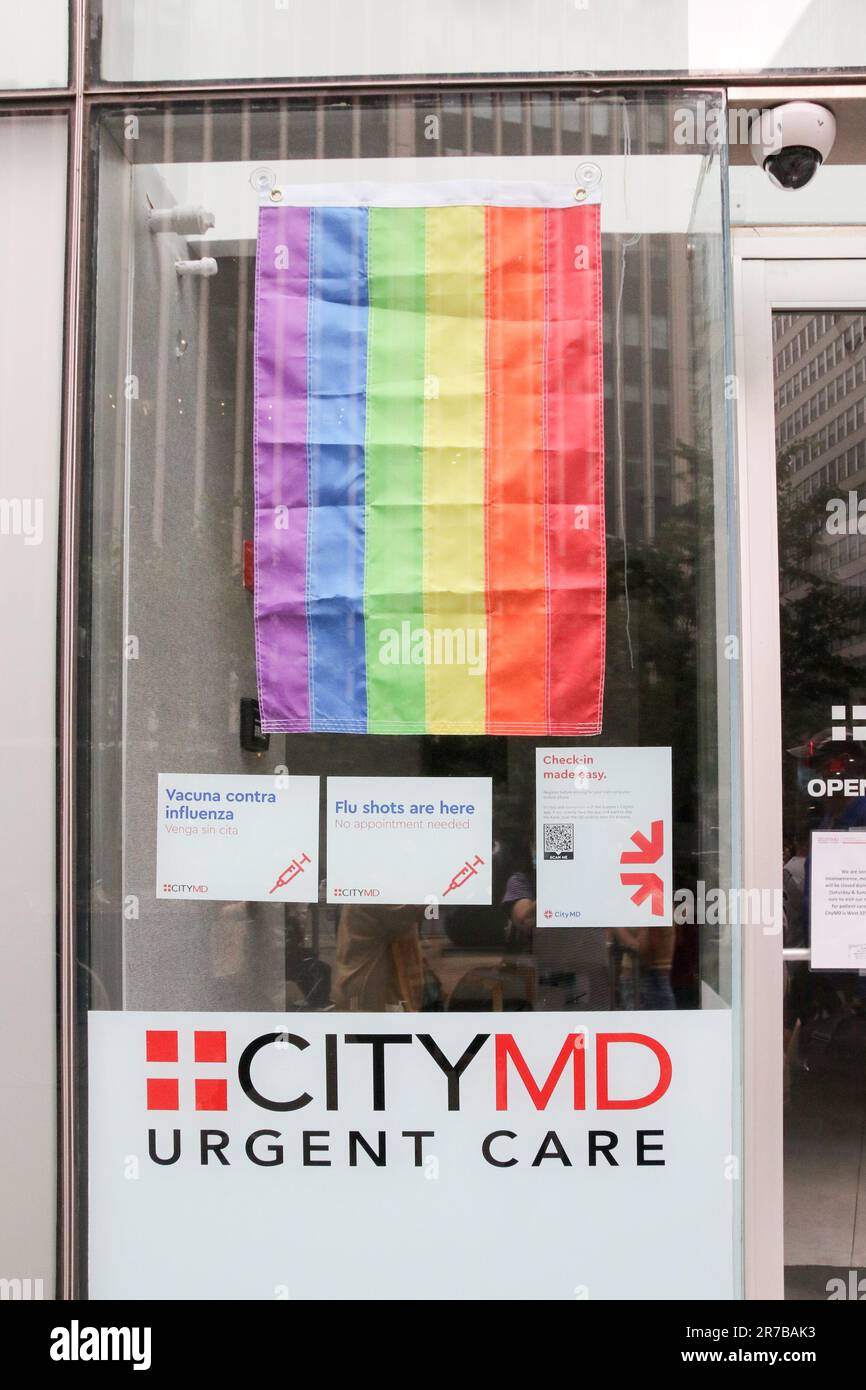 An Urgent Care shows support during Pride Month with a Pride flag ...