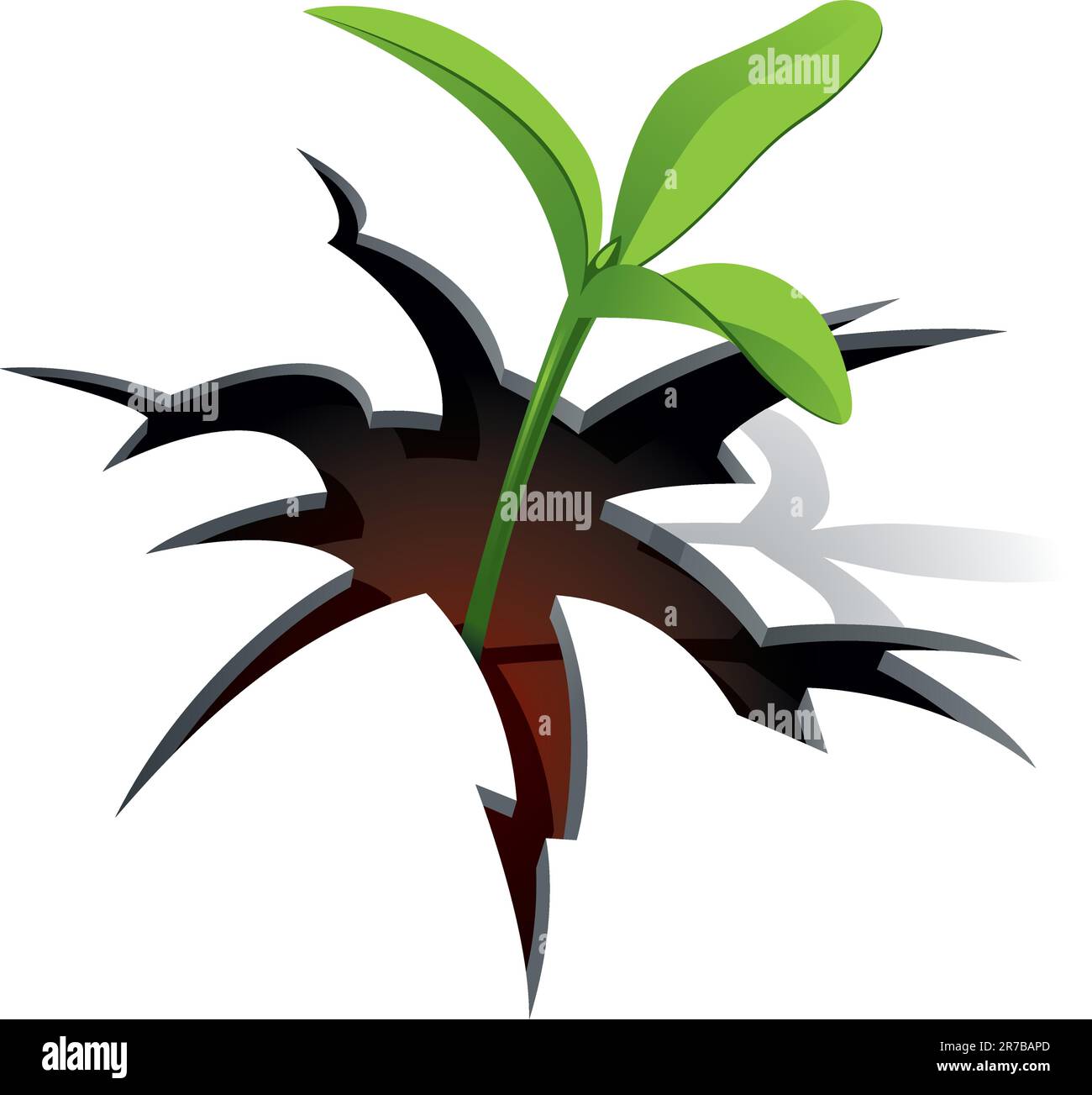 Young plant break through white background. Vector Illustration Stock ...