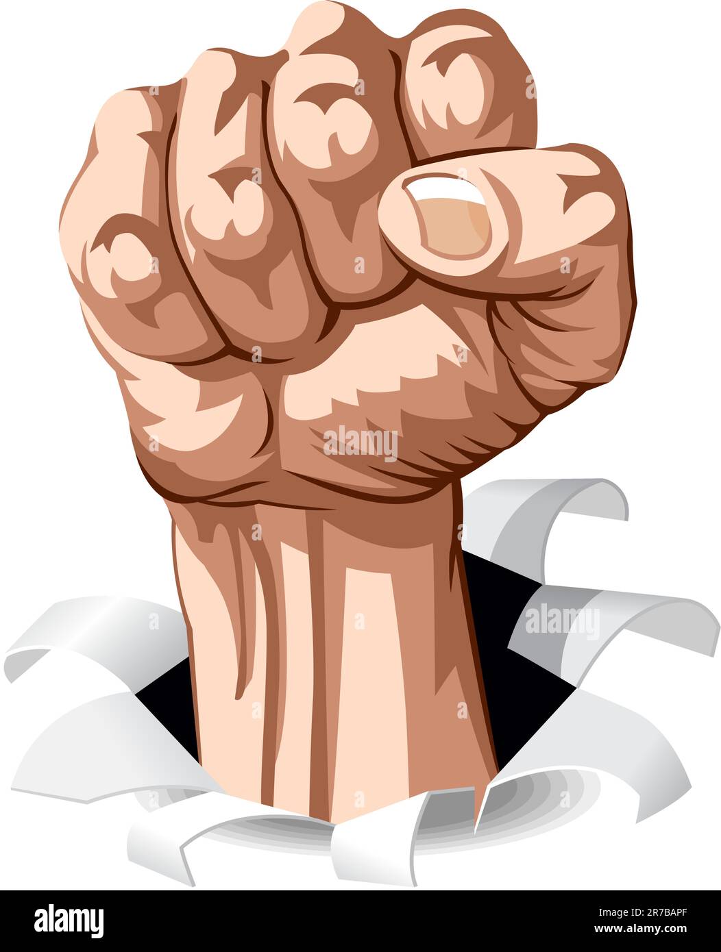 Struggle Hand break through white background. Vector Illustration Stock ...