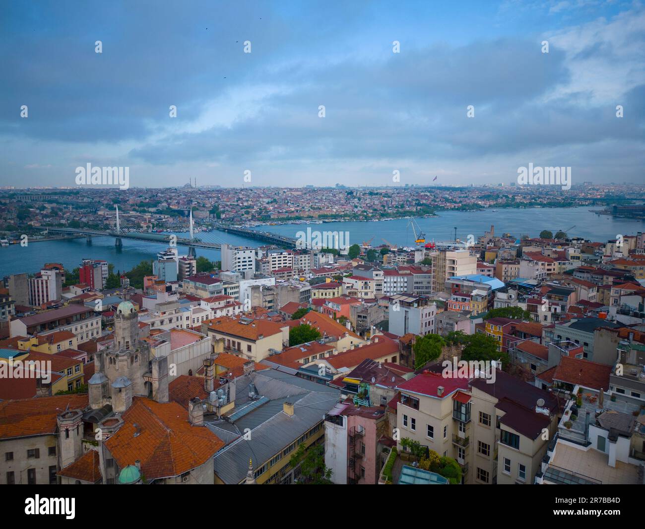 Golden Horn Bridge and Ataturk Bridge over Golden Horn and Beyoglu ...