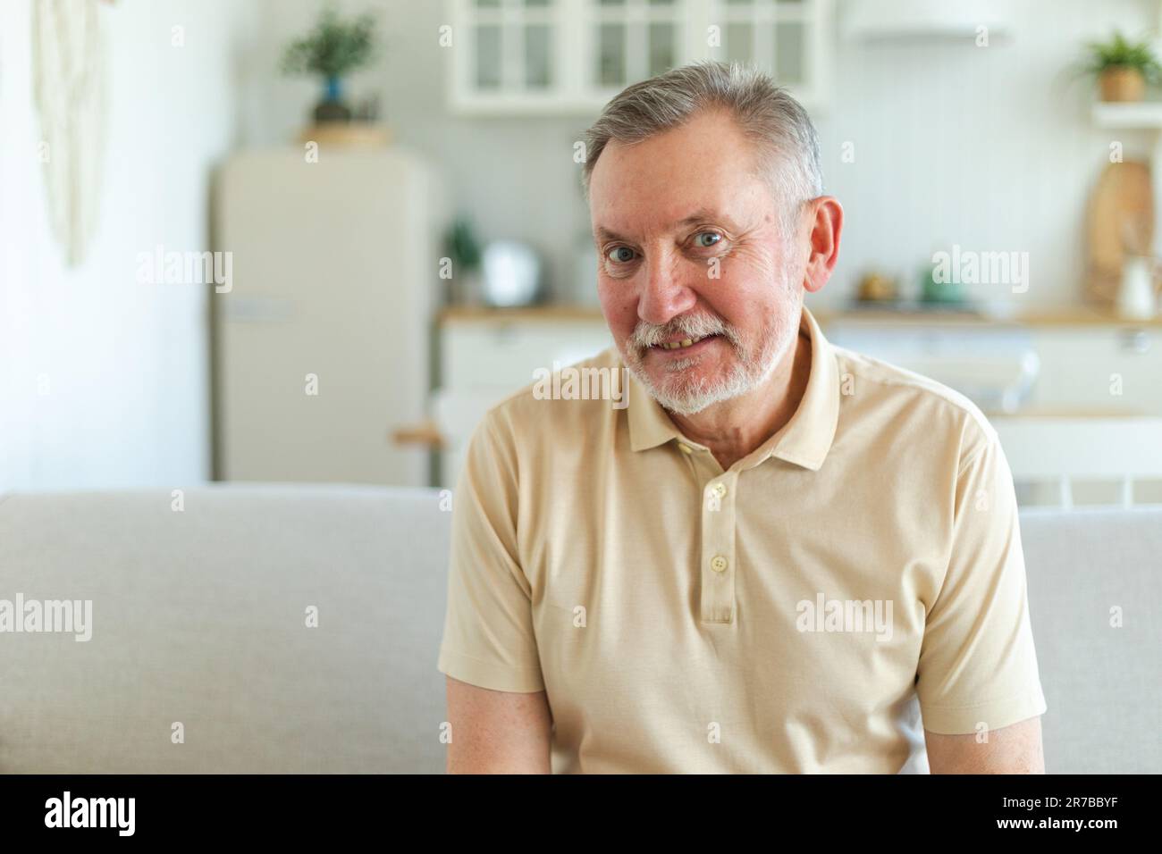 Confident stylish middle aged senior man at home. Older mature 70s man ...