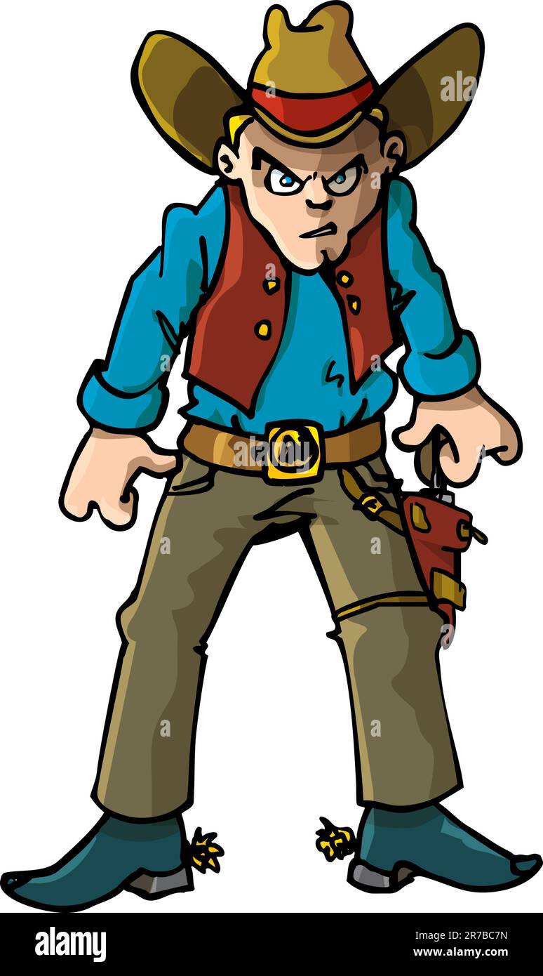 Cartoon cowboy with a gun belt. Isolated on white Stock Vector Image ...
