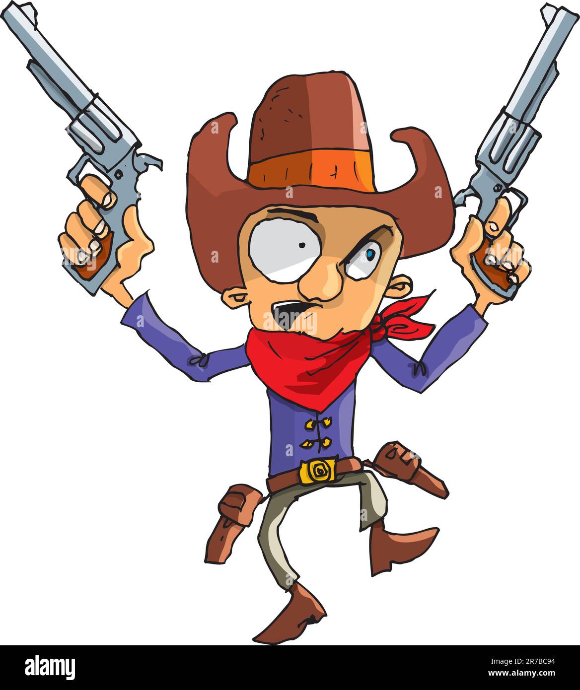 Cartoon cowboy with a gun belt. Isolated on white Stock Vector Image ...